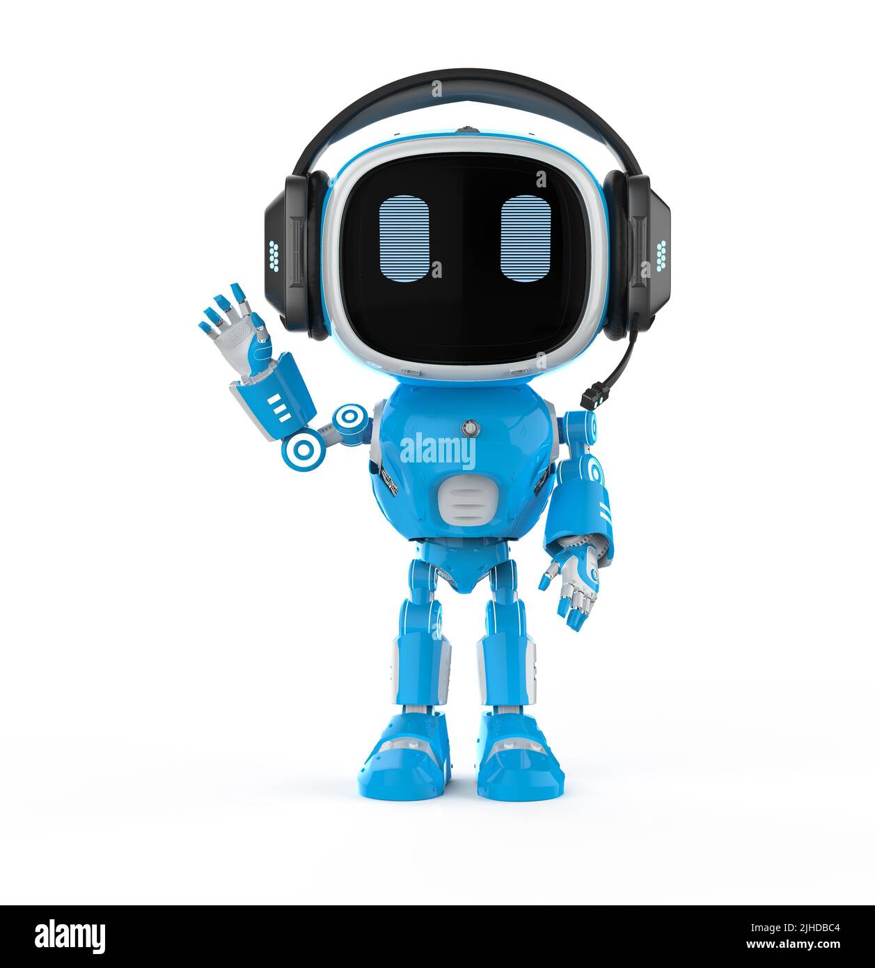 3d rendering blue robotic assistant or artificial intelligence robot wear headphone Stock Photo ...