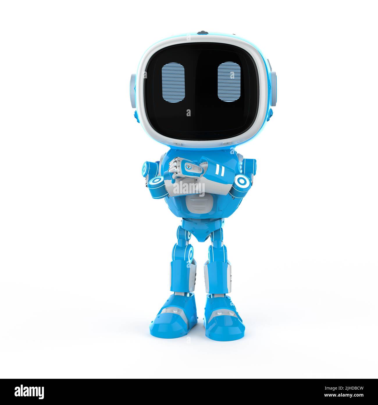 3d rendering blue robotic assistant or artificial intelligence robot ...