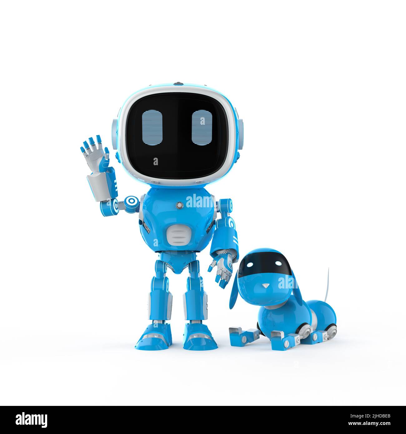 3d rendering blue robotic assistant or artificial intelligence robot ...
