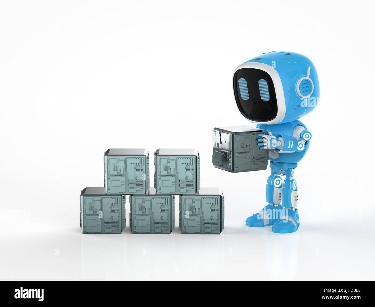 Digital technology development with 3d rendering cute and small ...