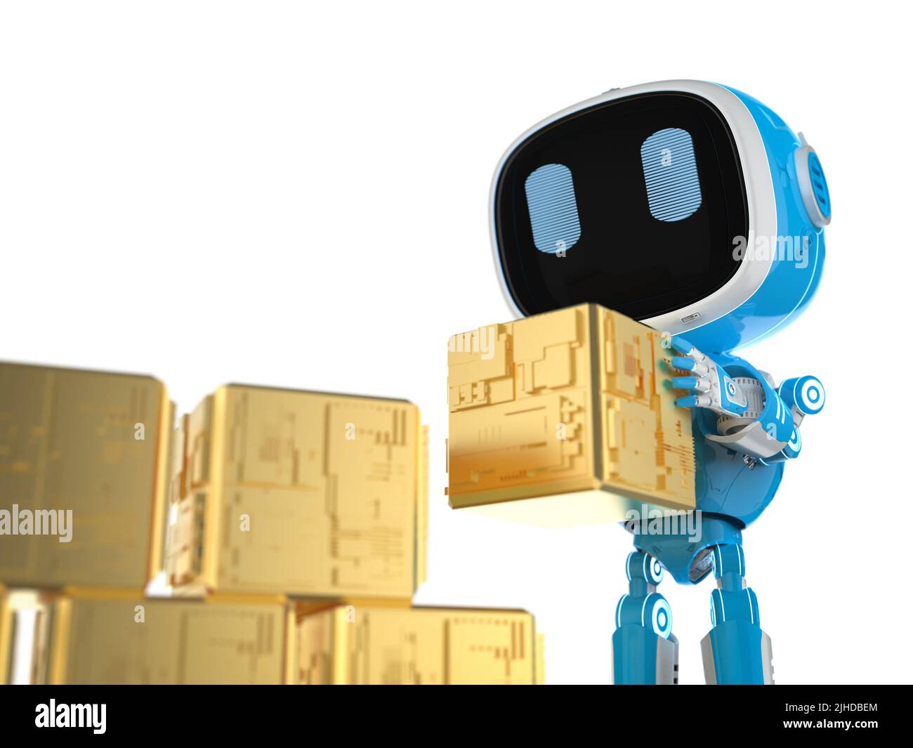 Digital technology development with 3d rendering cute and small ...