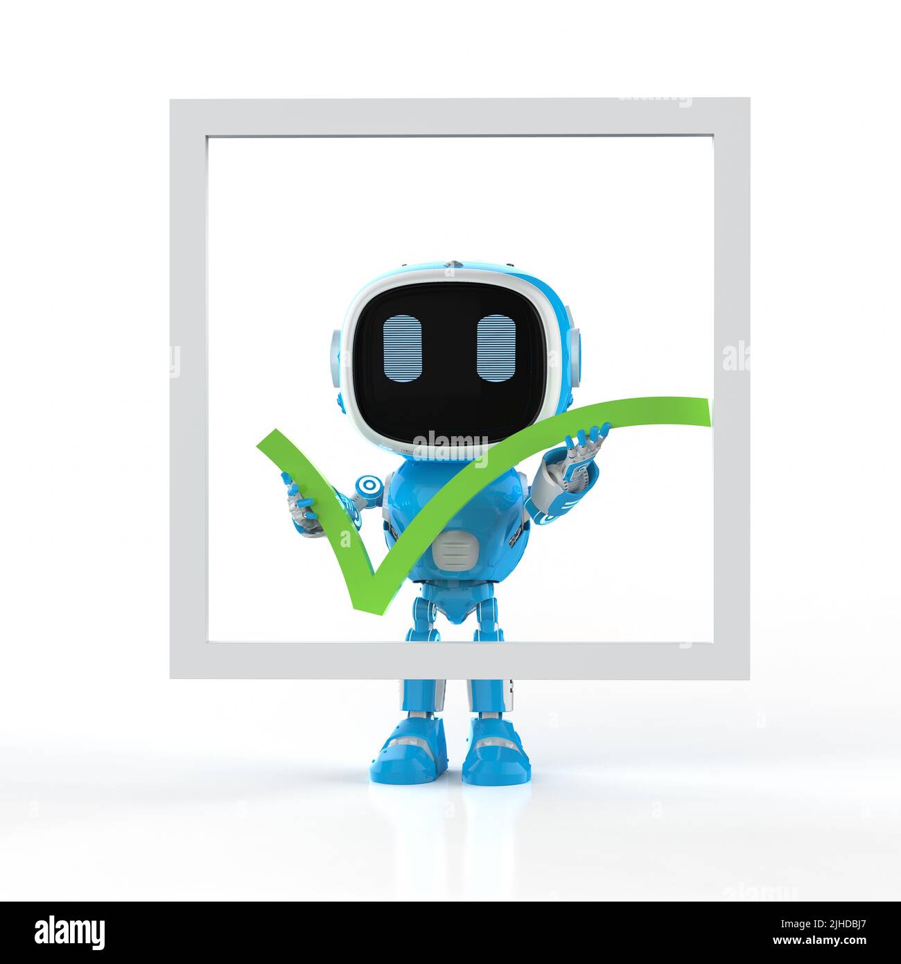 3d rendering blue robotic assistant or artificial intelligence robot ...