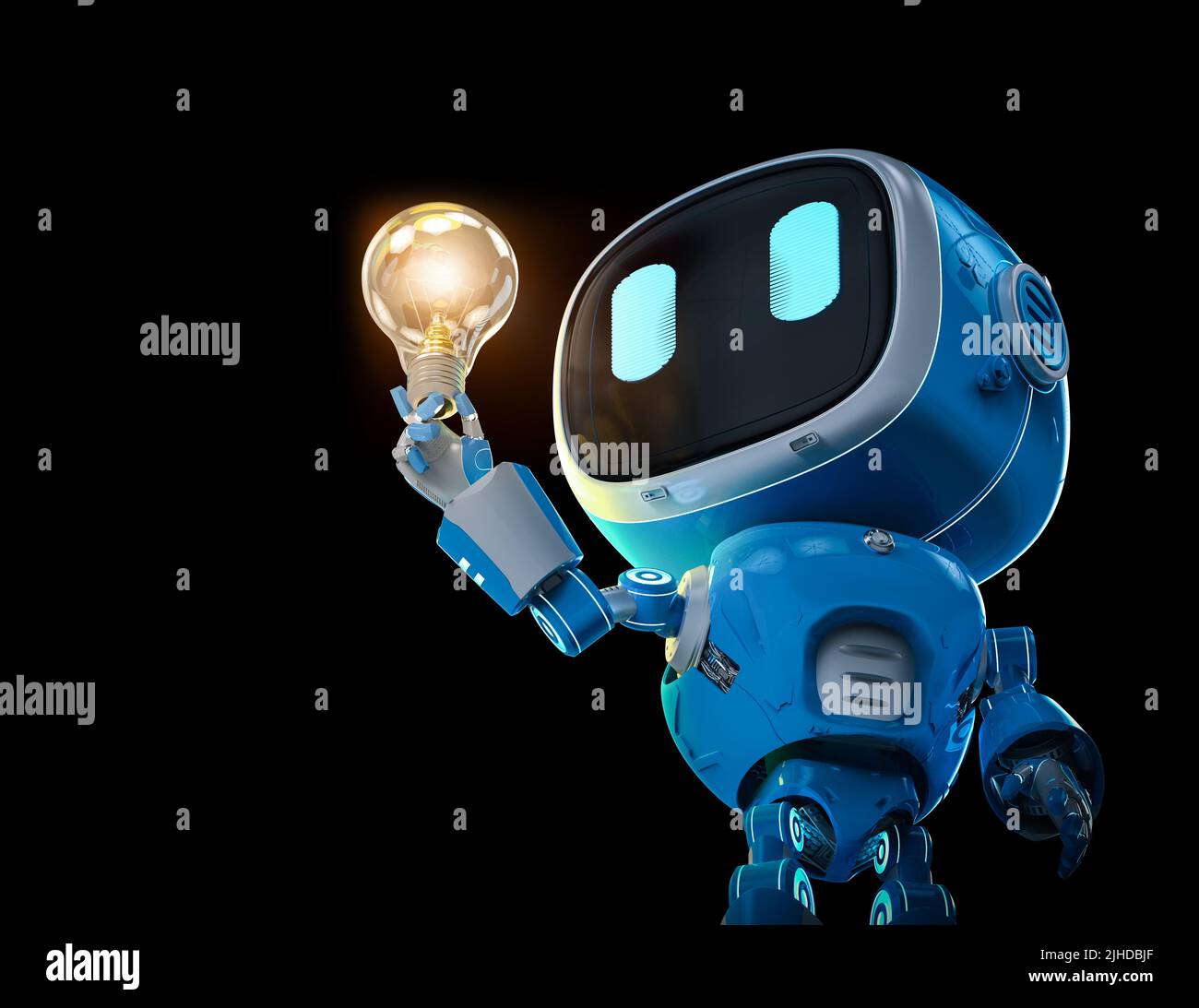 Creativity concept with 3d rendering blue robotic assistant or artificial intelligence robot ...