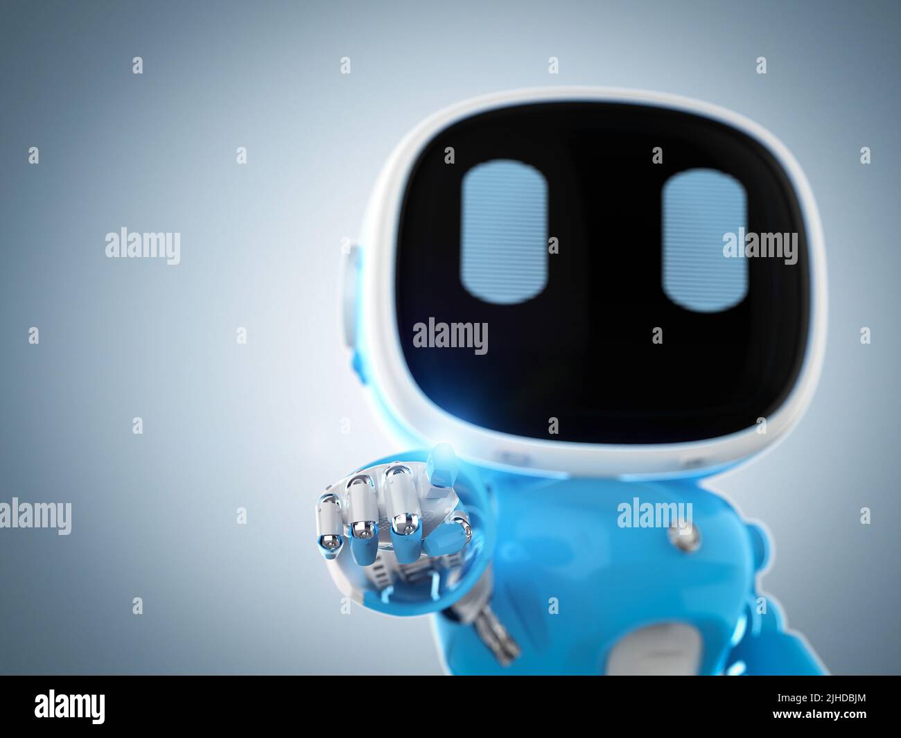 3d rendering blue robotic assistant or artificial intelligence robot ...