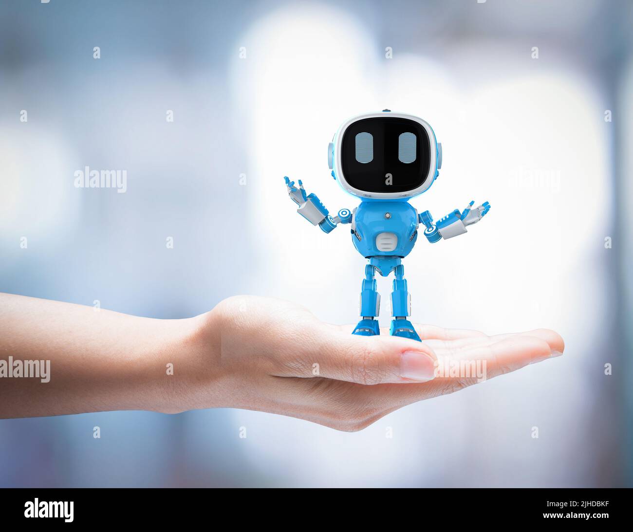 3d rendering small artificial intelligence robot assistant in human ...