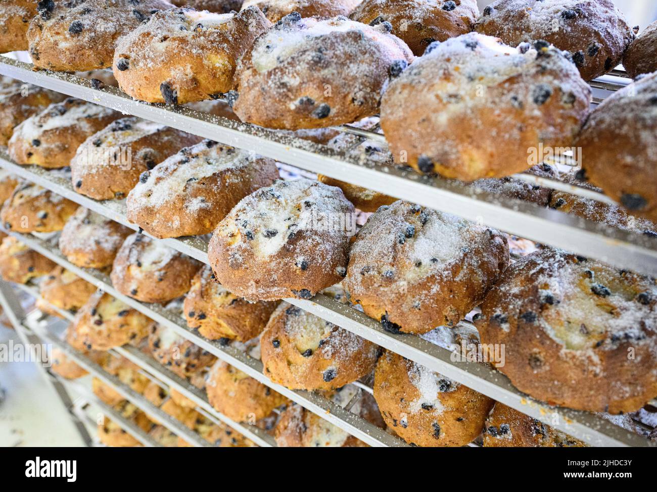 Dresden, Germany. 15th July, 2022. Baked Dresden Christstollen lie on a ...