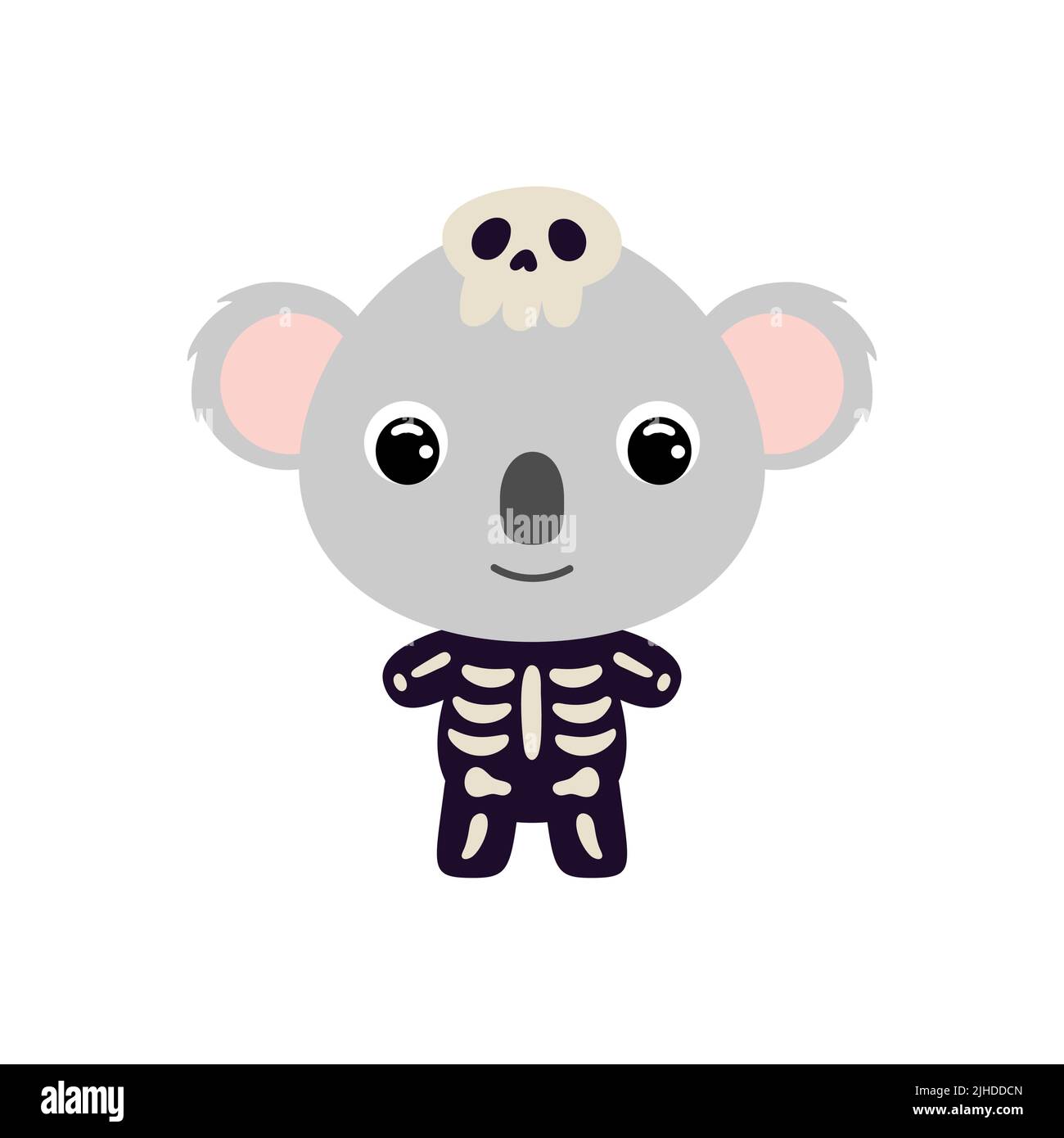 Cute little Halloween koala in a skeleton costume. Cartoon animal ...
