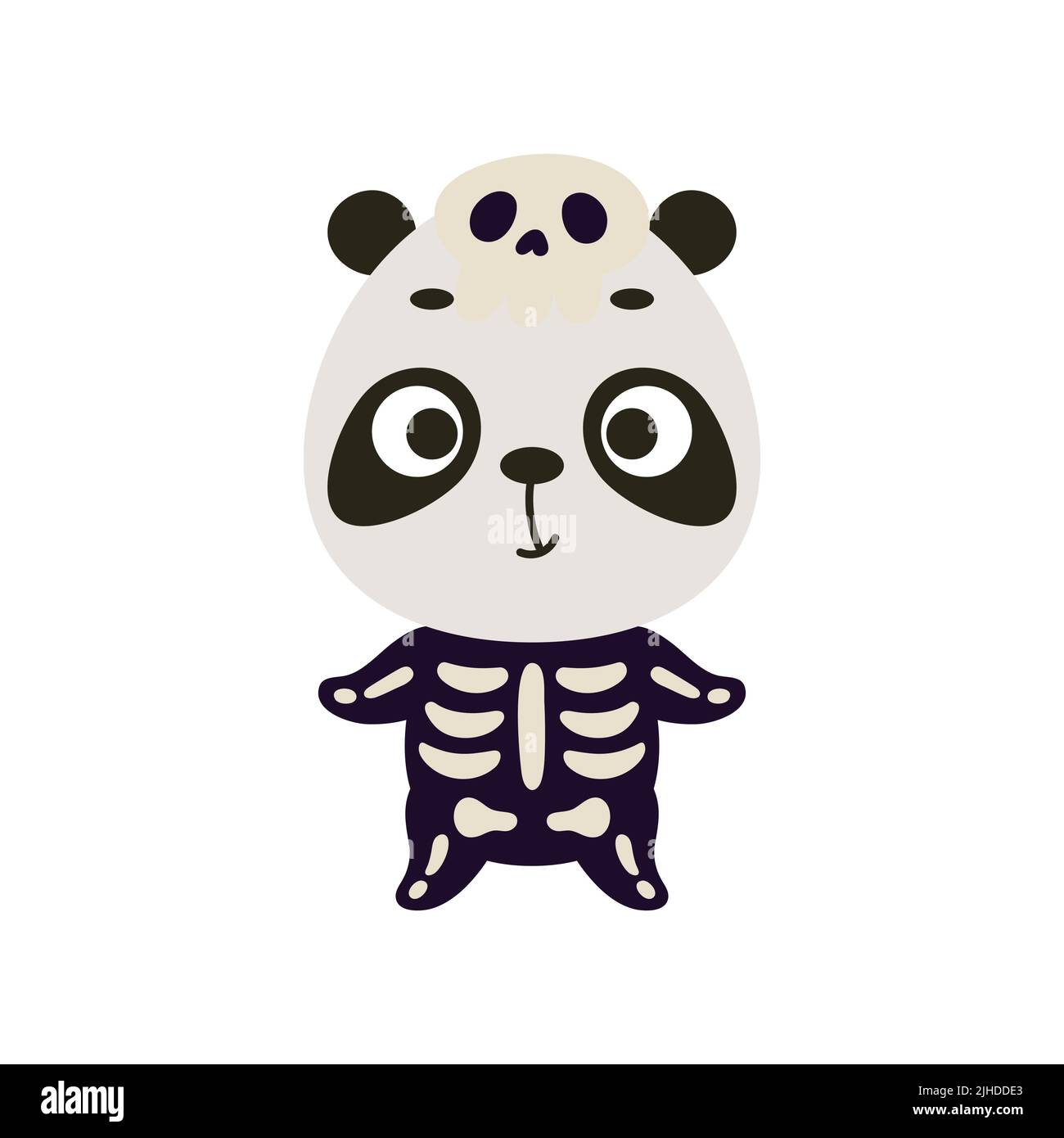 Cute little Halloween panda in a skeleton costume. Cartoon animal ...