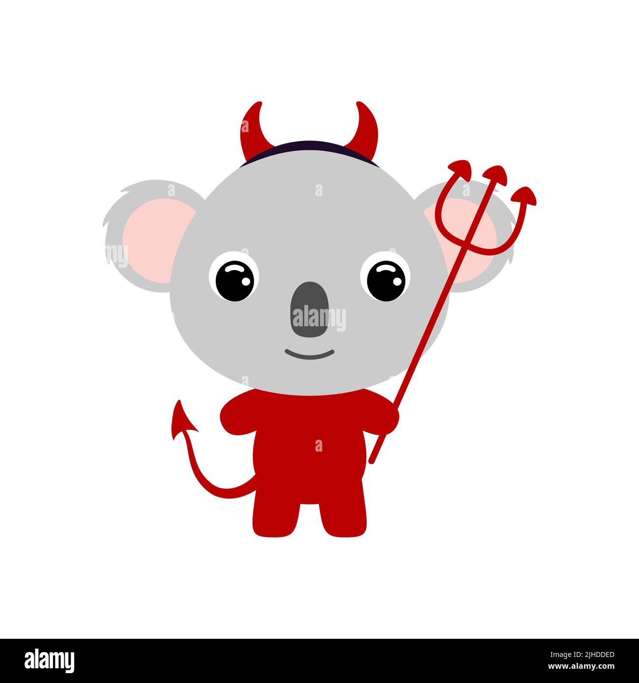Cute little Halloween koala in a devil costume. Cartoon animal ...