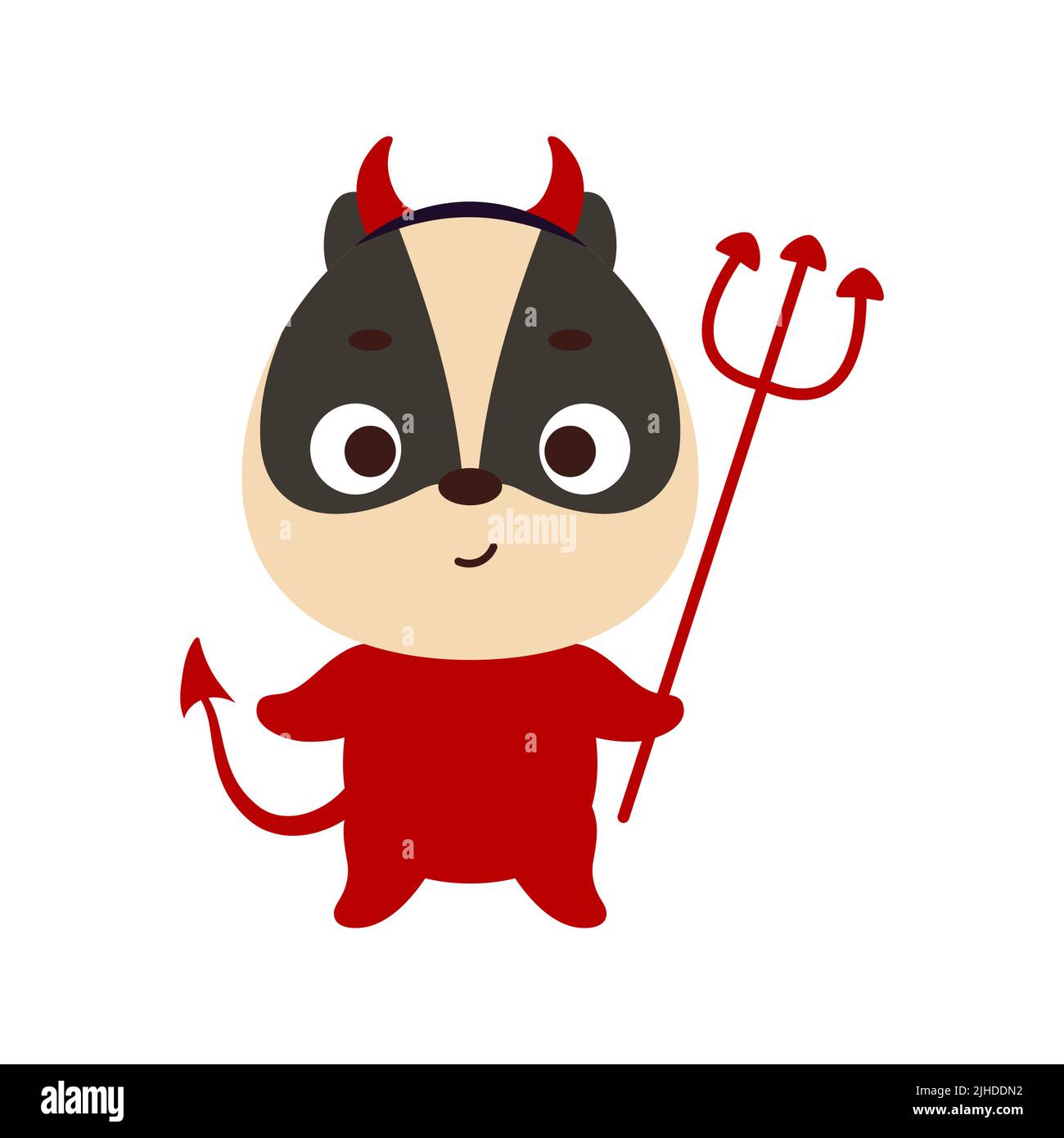 Cute little Halloween badger in a devil costume. Cartoon animal ...