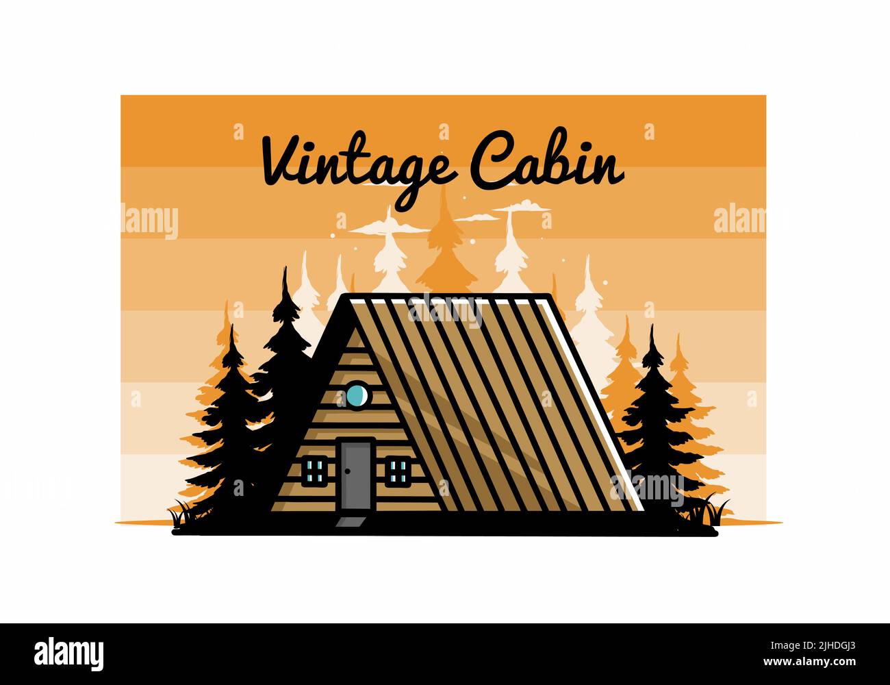 Illustration design of a vintage wood cabin Stock Vector Image & Art ...