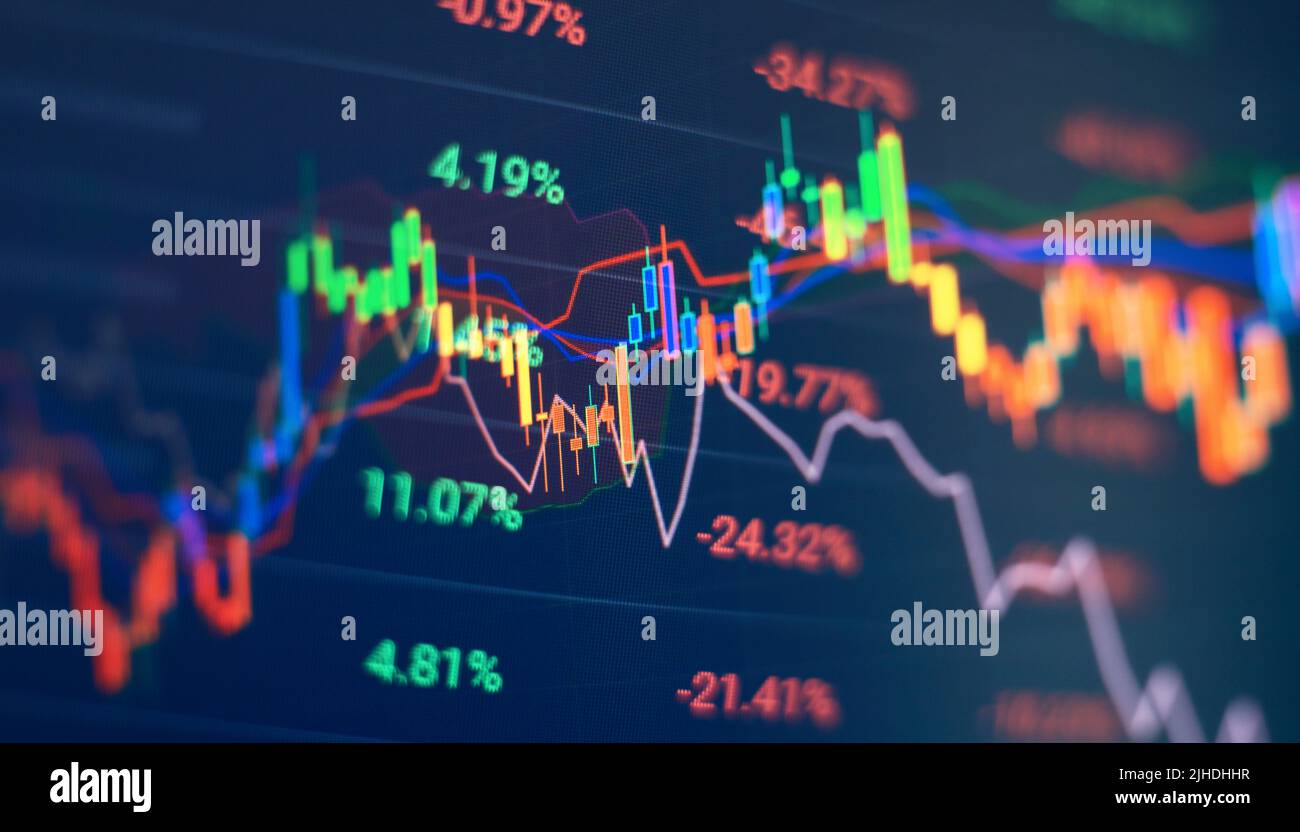 Finance data concept. Analytics report status information of stock ...