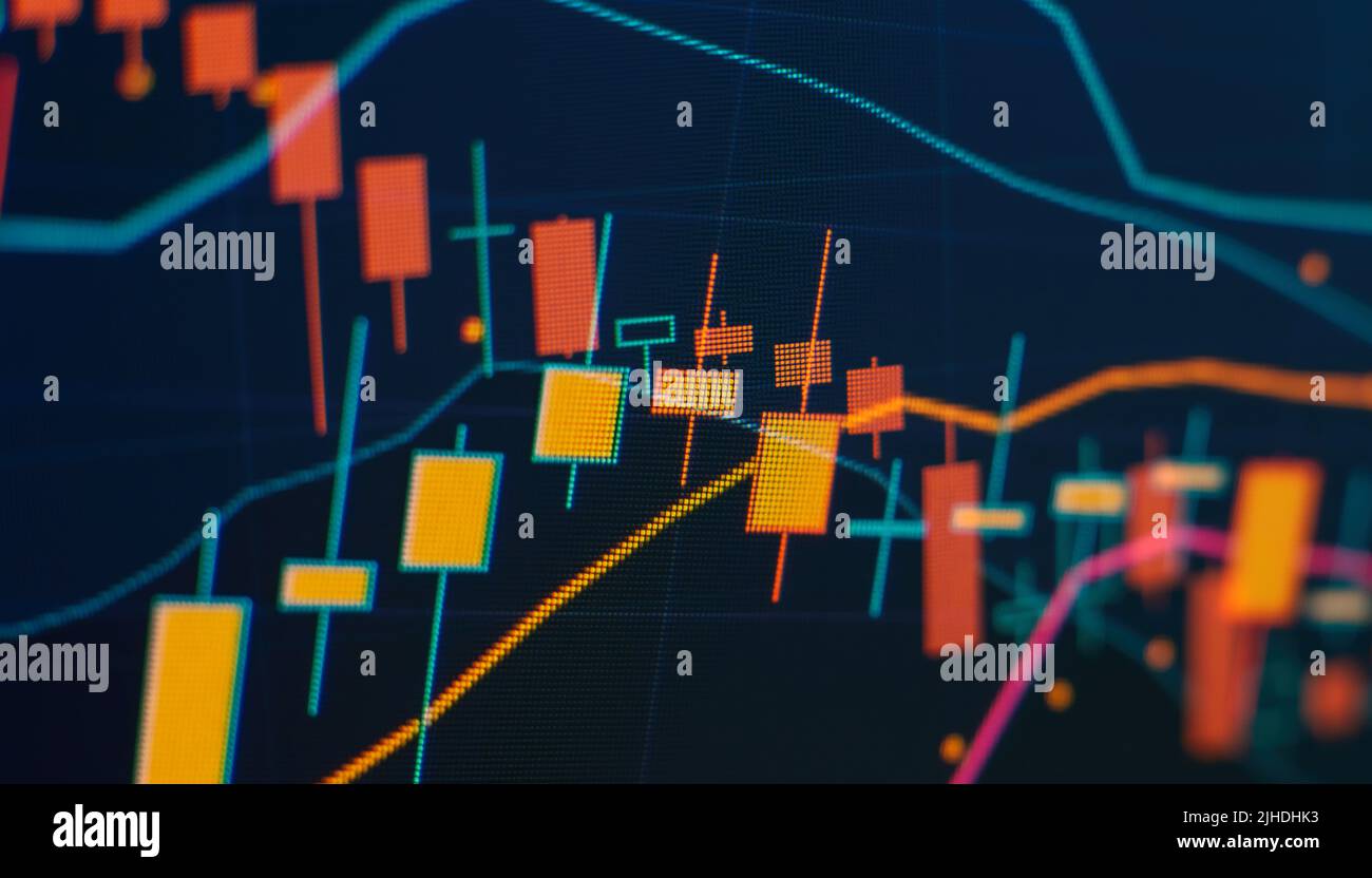 diagrams, financial chart with lines and candlesticks, financial chart ...