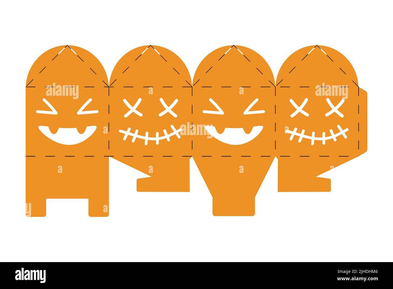 Halloween treat box with scary pumpkins. Jack-o-lantern facial gift ...