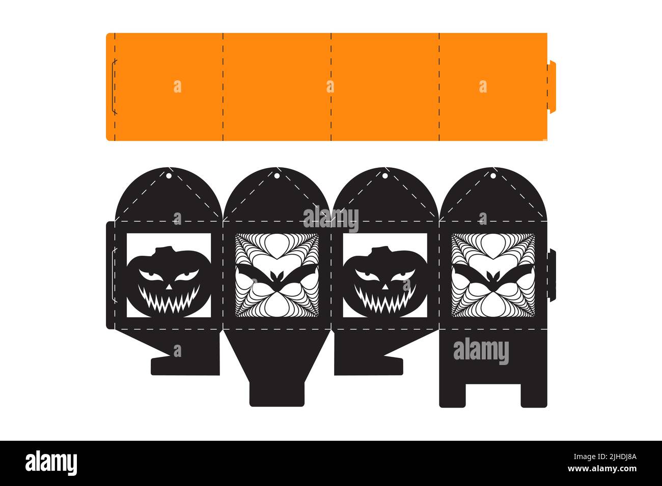 Halloween treat box with scary pumpkin. Jack-o-lantern facial gift ...