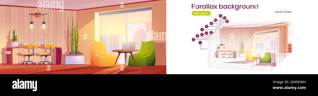 Parallax background coworking or home office interior, room for working ... Parallax background coworking or home office interior, room for working ...