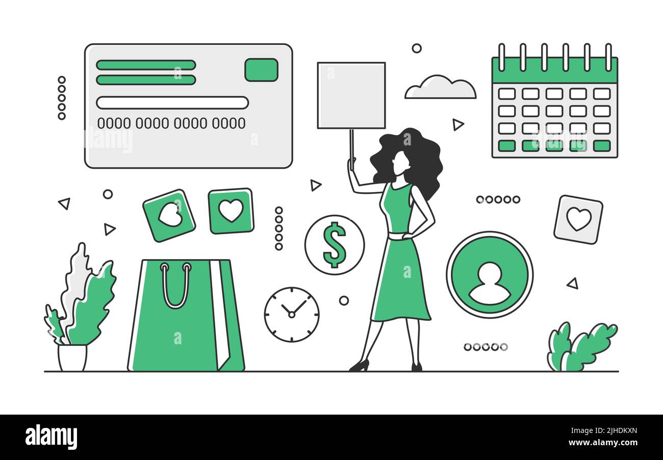 Seasonal promotional sales. Special offer, shopping discount card ...