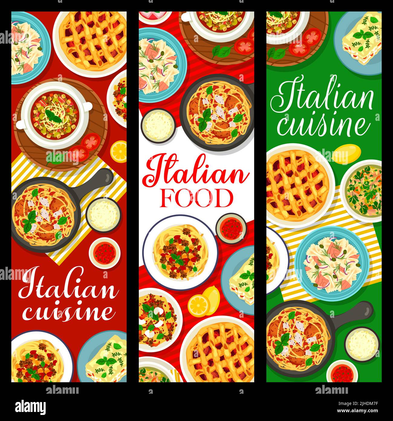 Italian cuisine food dishes, Italy restaurant pasta meals, vector ...
