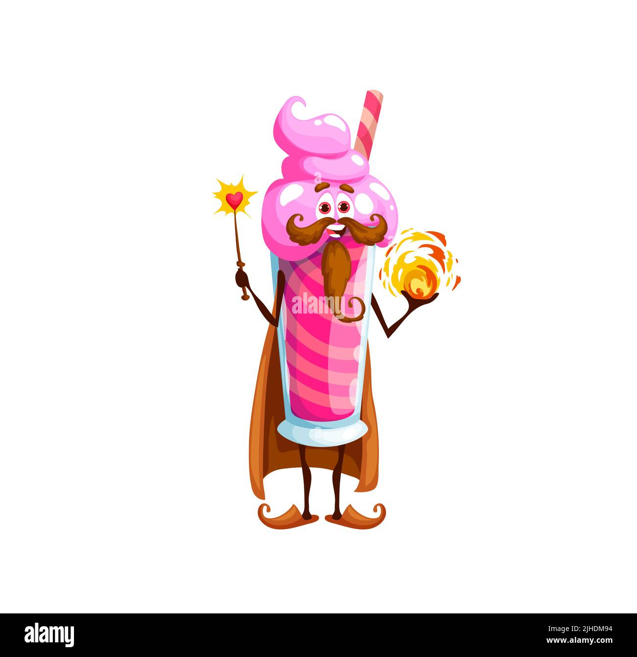 Cartoon dessert wizard character. Milkshake or smoothie sweet drink ...