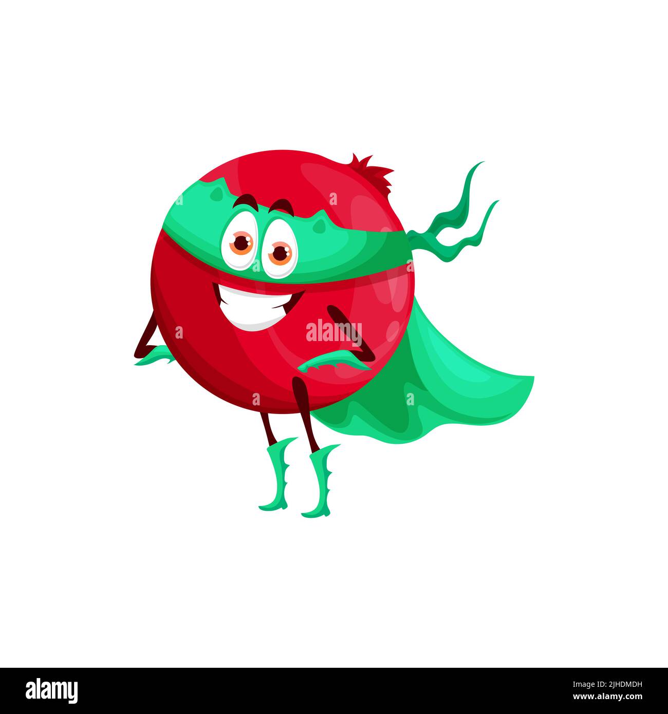 Cranberry superhero in cape, cartoon vector funny berry in cloak and ...