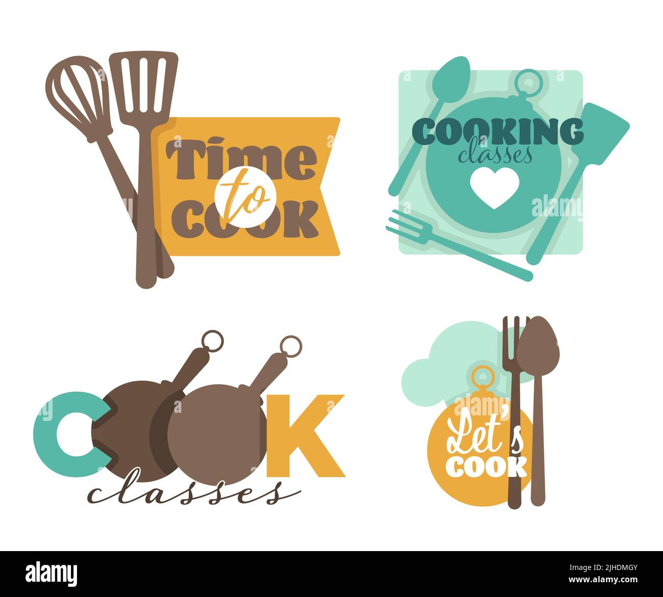 Kitchenware and cutlery cooking school or classes isolated icons vector ...