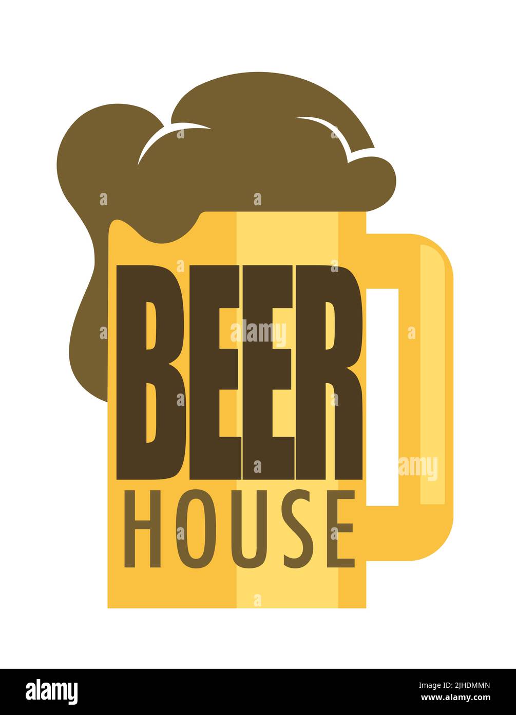 Craft alcohol with foam beer house isolated icon with lettering vector ...