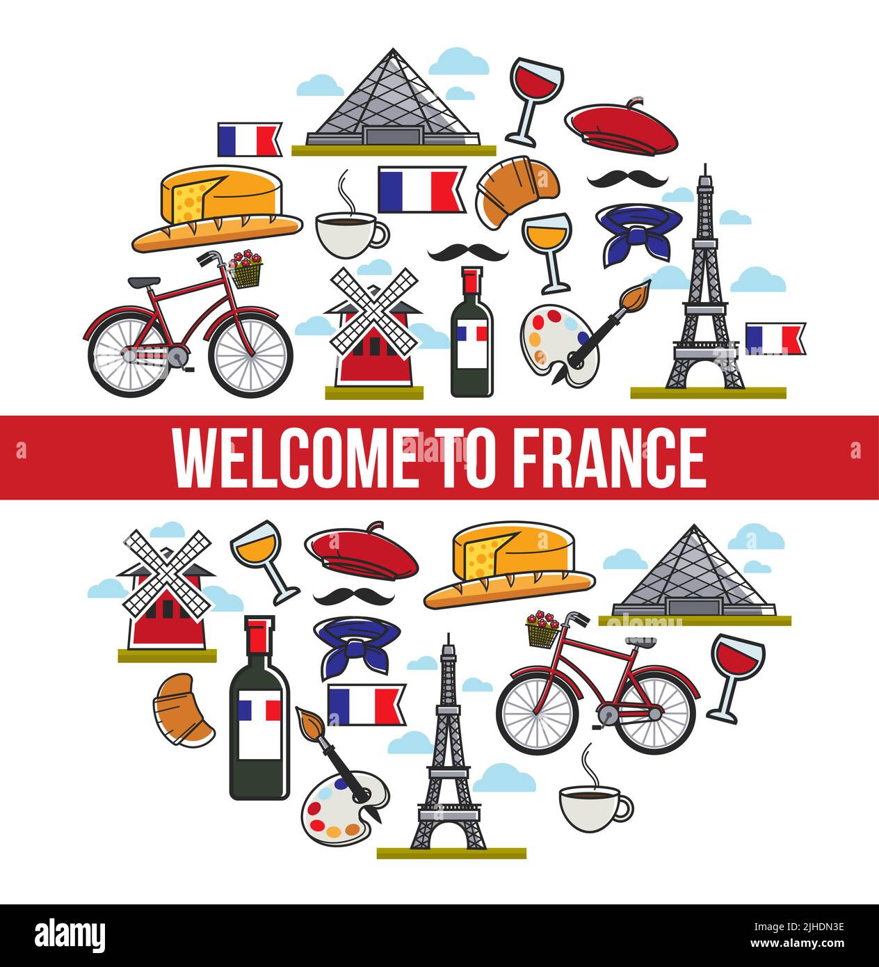 French symbols travel to France Internet web pages templates vector ...