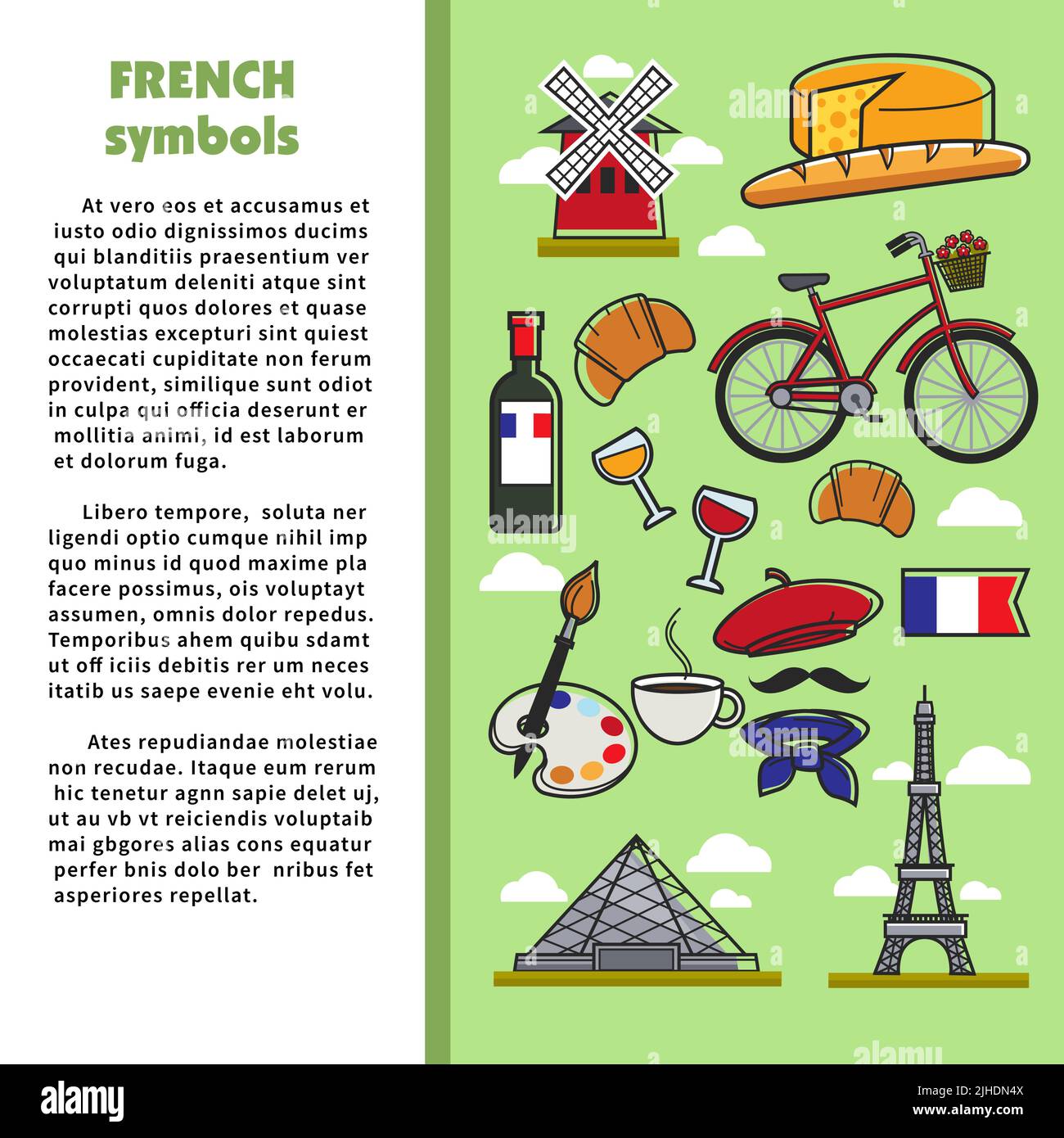 Travel agency brochures French culture and symbols architecture and ...