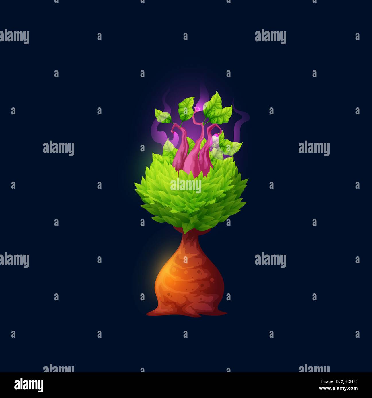 Fantastic alien magic tree, cartoon fantasy forest and plant for game ...