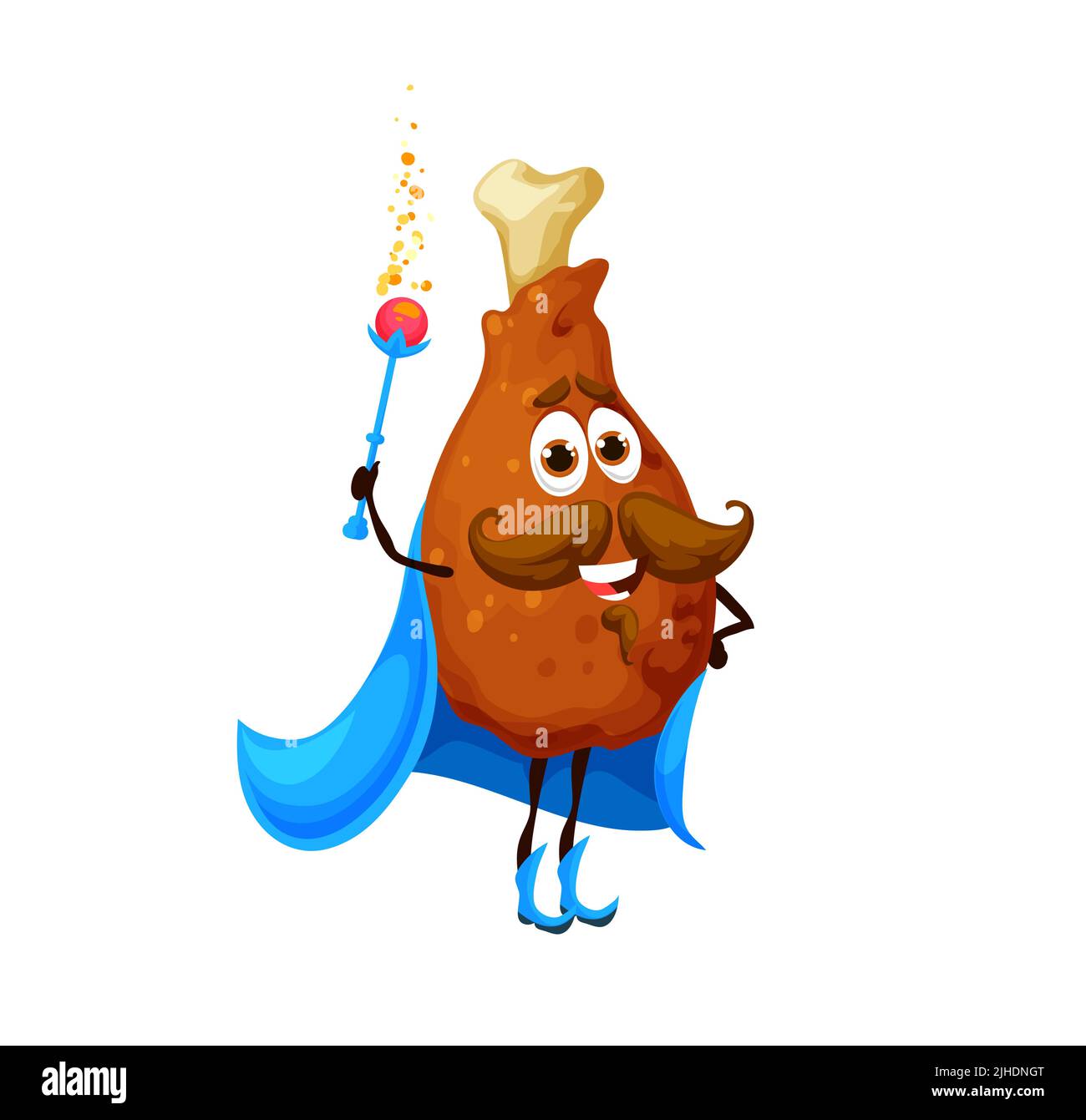 Cartoon fast food chicken leg mage character. Fast food meal comical ...