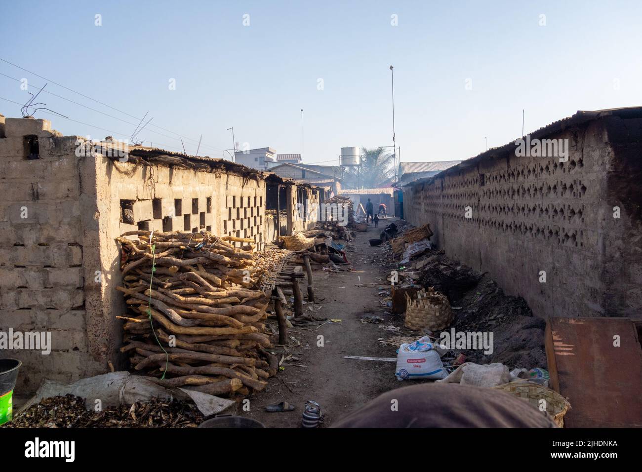 TANJI, THE GAMBIA - FEBRUARY 6, 2022 traditional smokehouses for ...