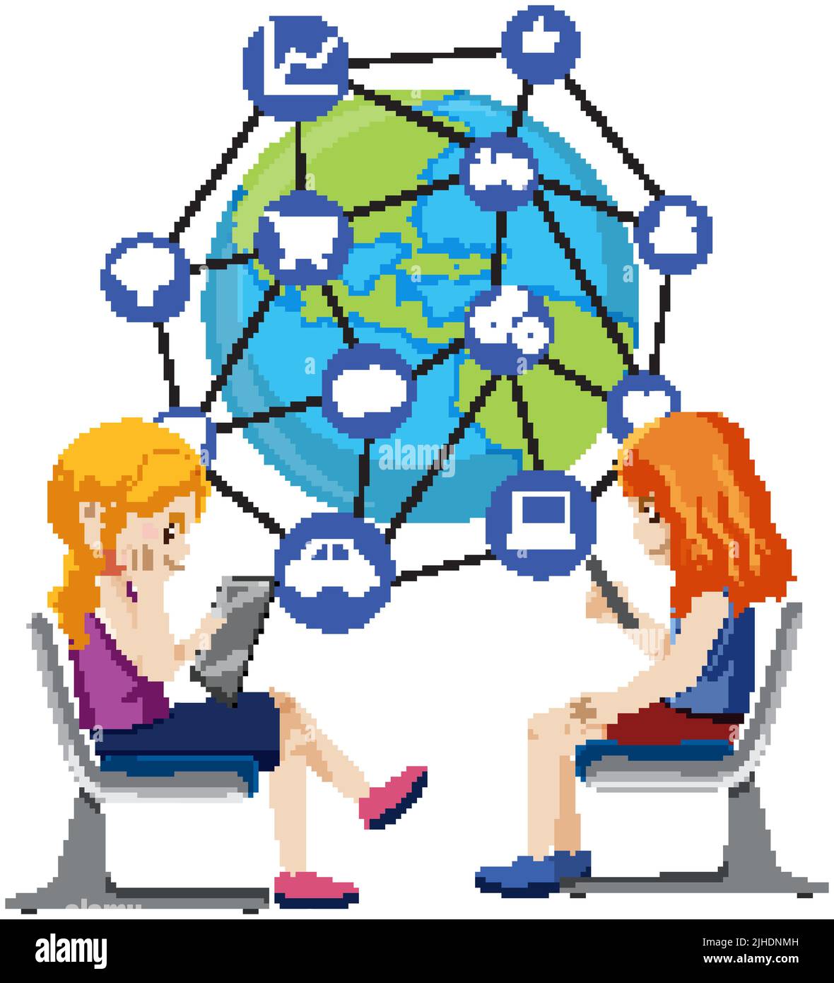 People using social media with icons illustration Stock Vector Image ...