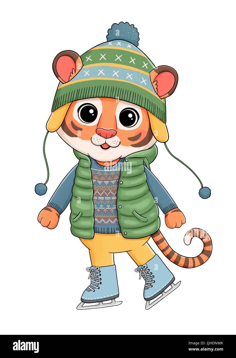 New year cute baby boy tiger vector illustration Stock Vector Image ...