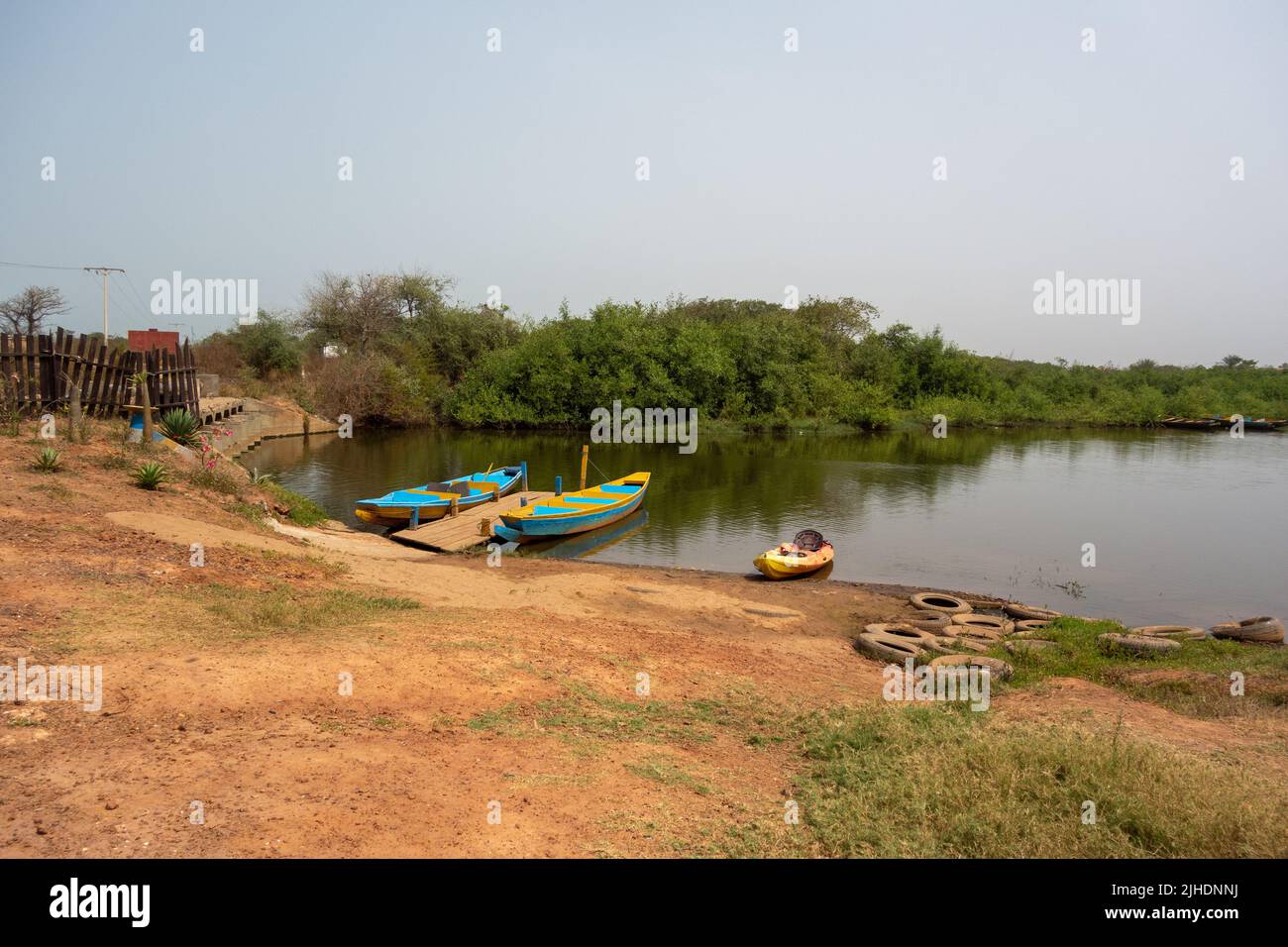 TANJI, THE GAMBIA - JANUARY 31, 2022 Tanji Bird Reserve landing stage ...