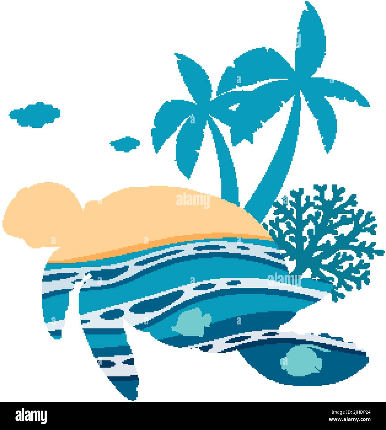 Ocean inside turtle shaped illustration Stock Vector Image & Art - Alamy