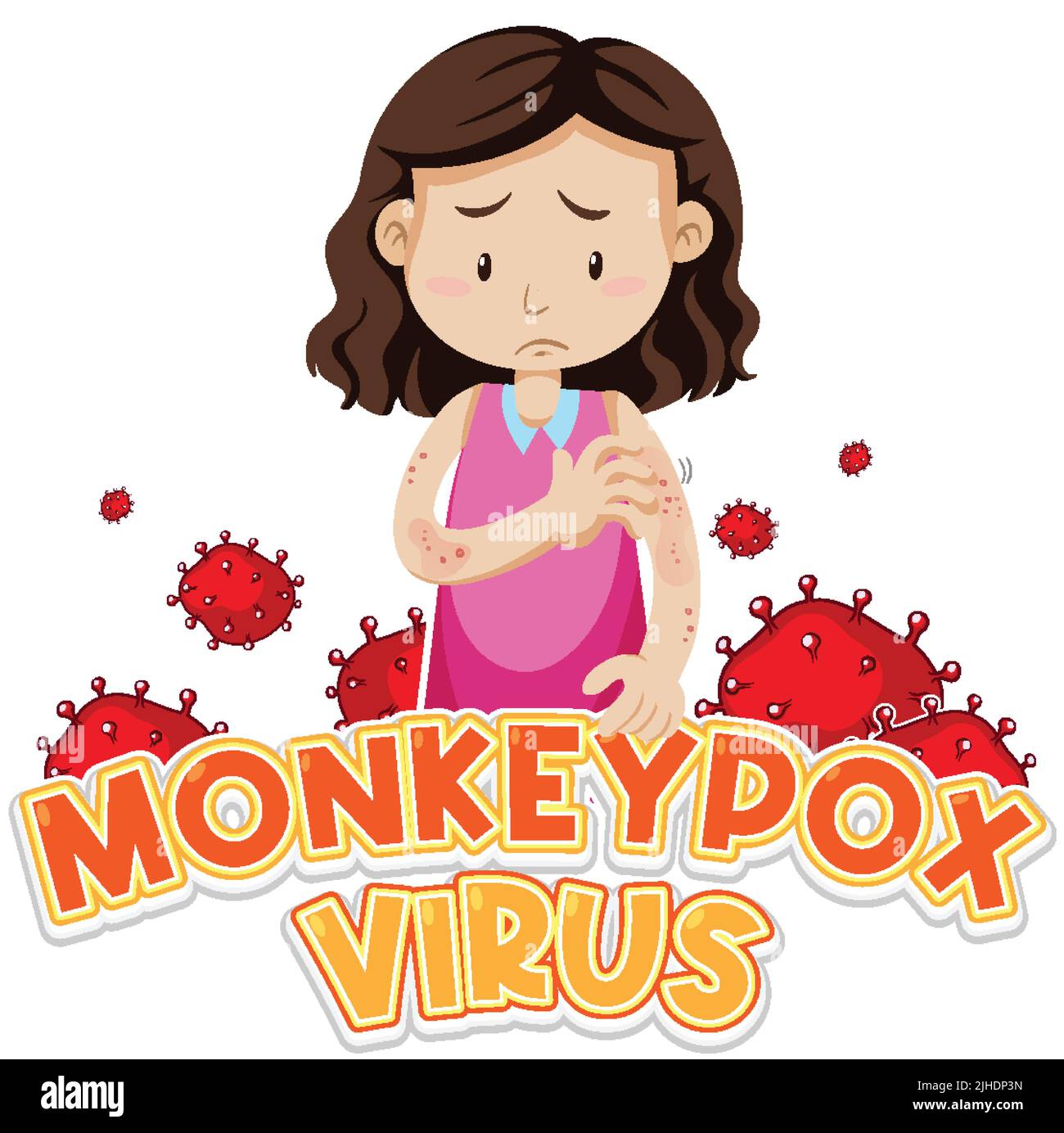 A girl with monkeypox virus symptoms illustration Stock Vector Image ...