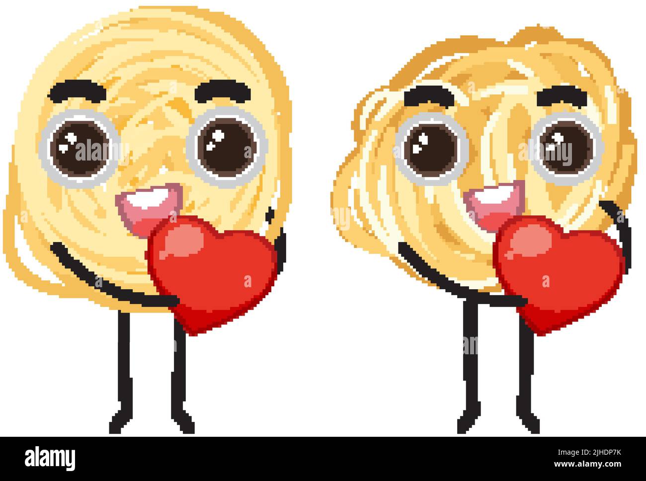 Spaghetti pasta with happy face expression illustration Stock Vector ...