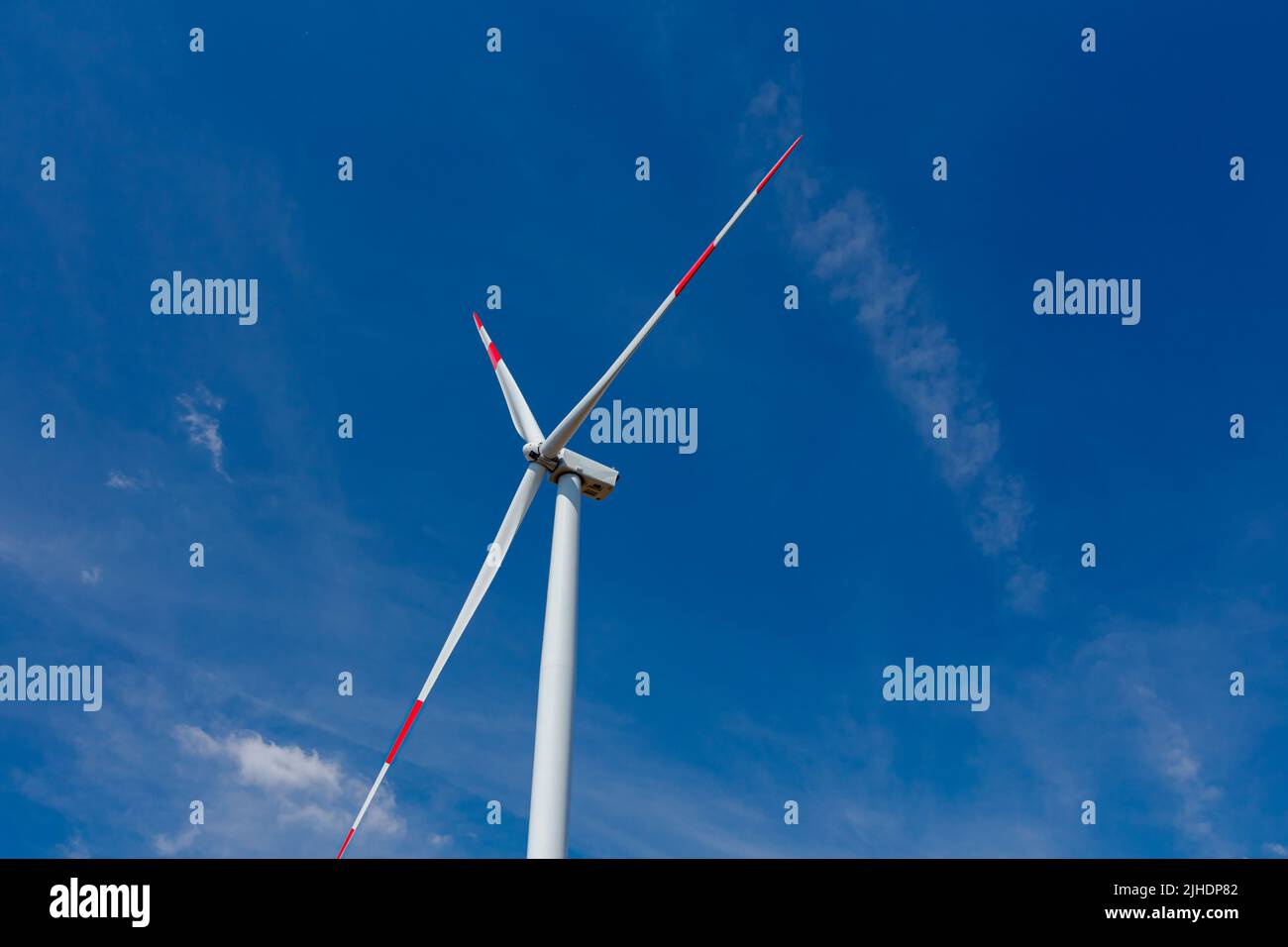 View on wind generator, turbines, with rotating blades, propellers ...