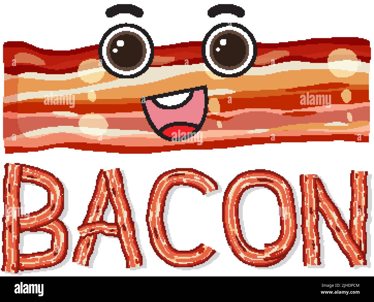 Bacon logo design with bacon cartoon character illustration Stock ...