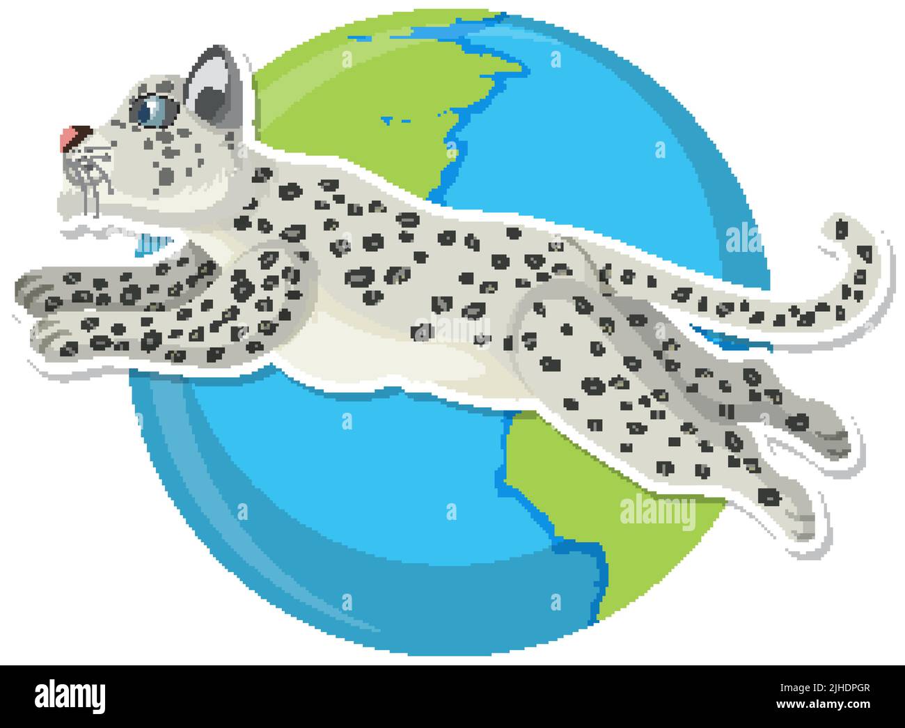 Snow leopard with earth planet illustration Stock Vector Image & Art ...