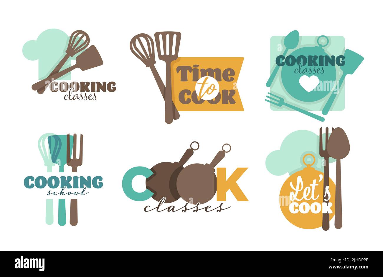 Kitchenware and cutlery cooking school or classes isolated icons vector ...