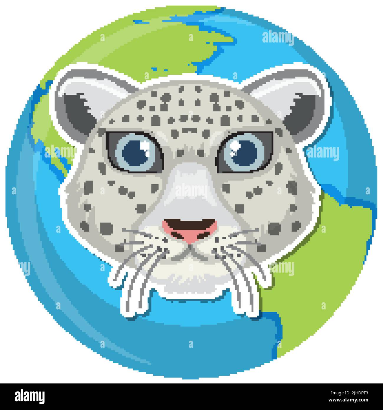 Snow leopard with earth planet illustration Stock Vector Image & Art ...