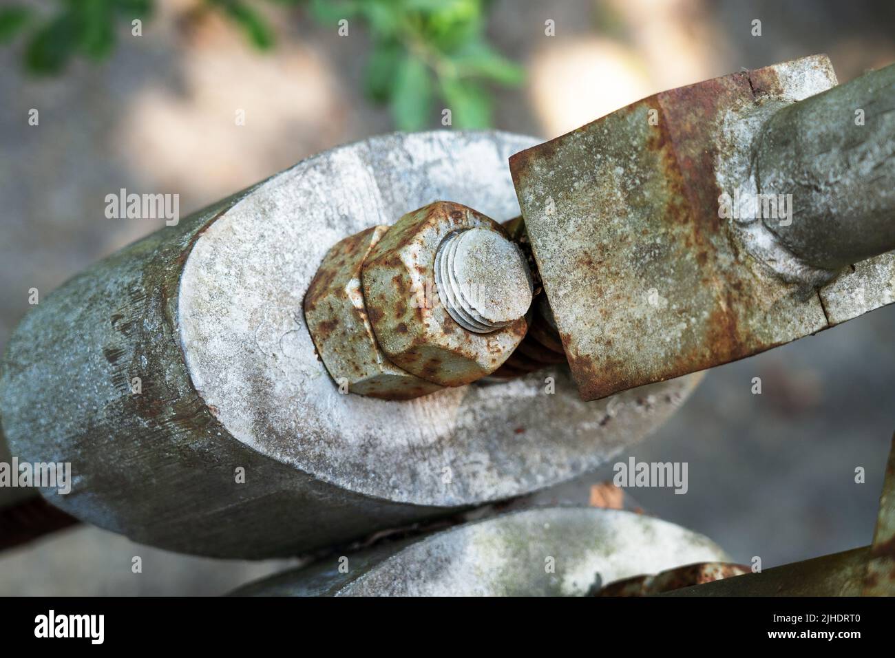 Bolt with nut engineering structure steel suspension bridge closeup ...