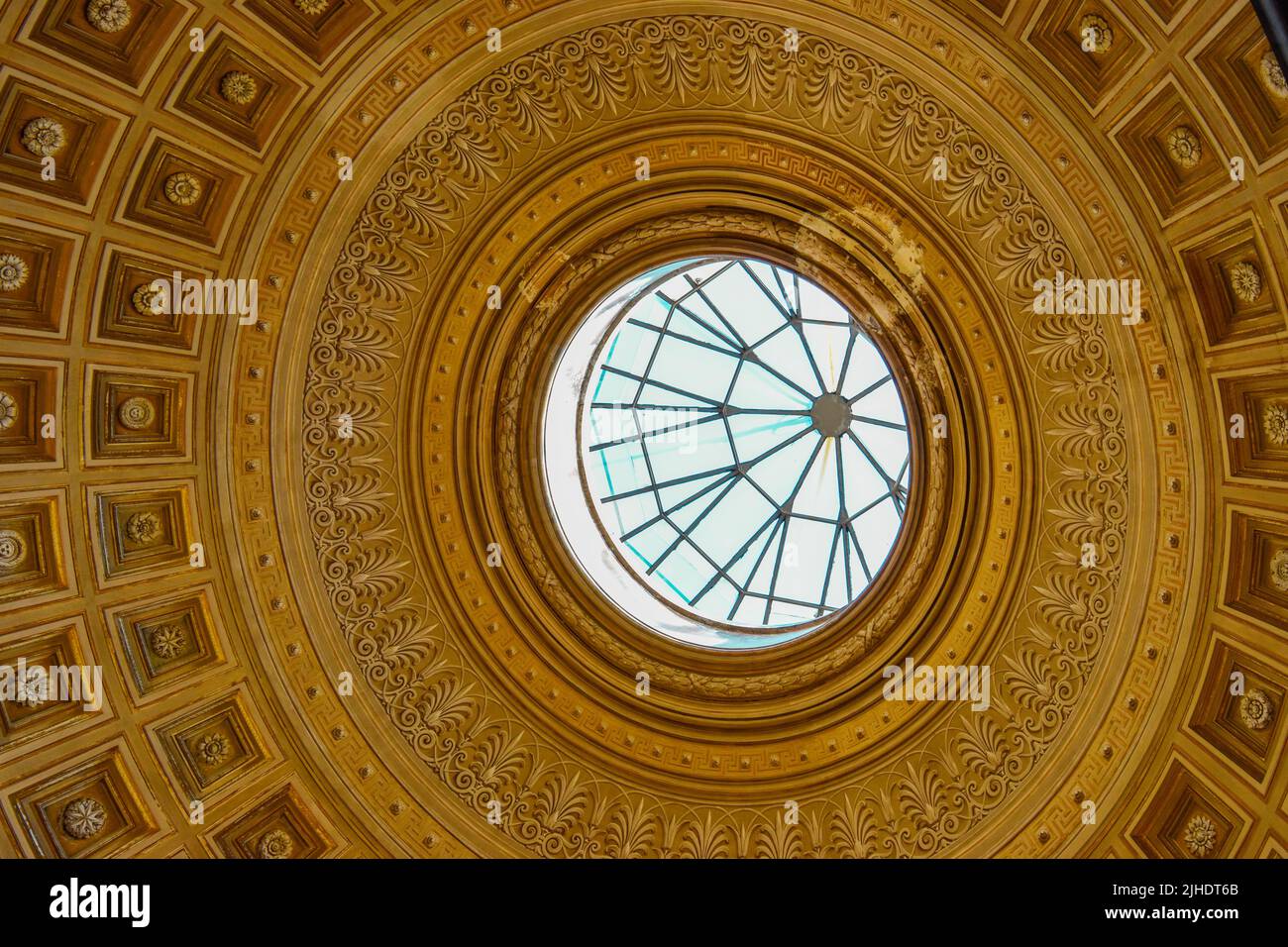 The low-angle view of the Vatican museum decorative glass ceiling Stock ...