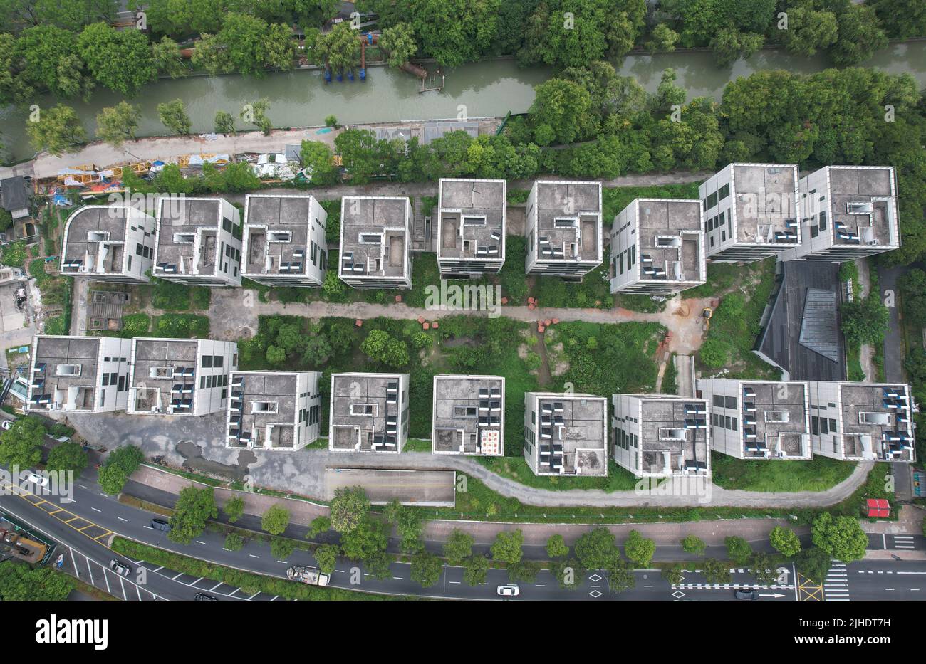 HANGZHOU, CHINA - JULY 18, 2022 - An aerial view of the unfinished ...
