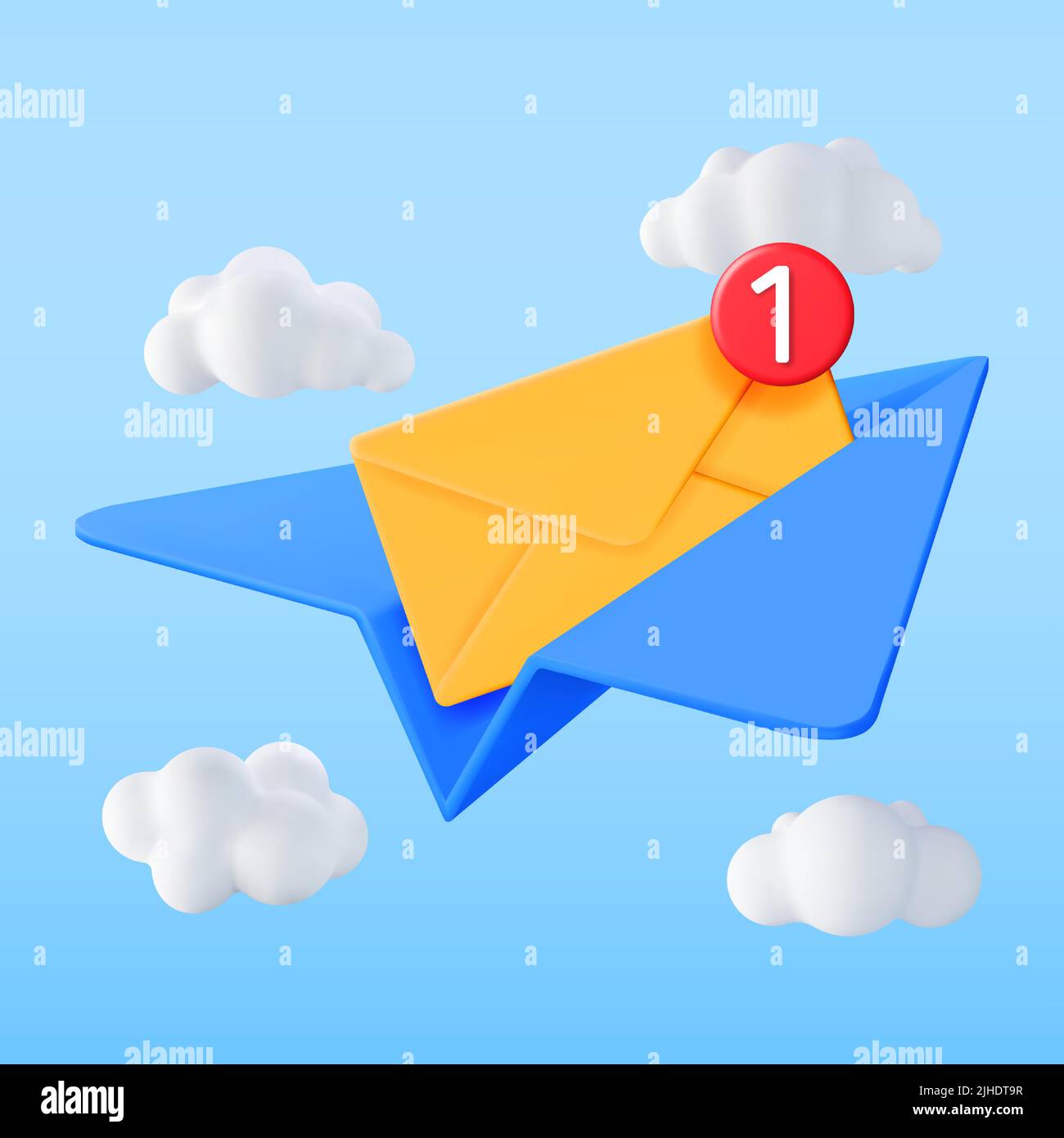 3D Mail Envelope in Paper Plane and Notification Stock Vector Image ...