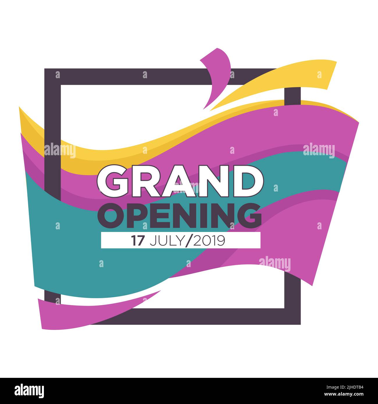 Ribbon and scissors balloons and confetti grand opening isolated icons ...