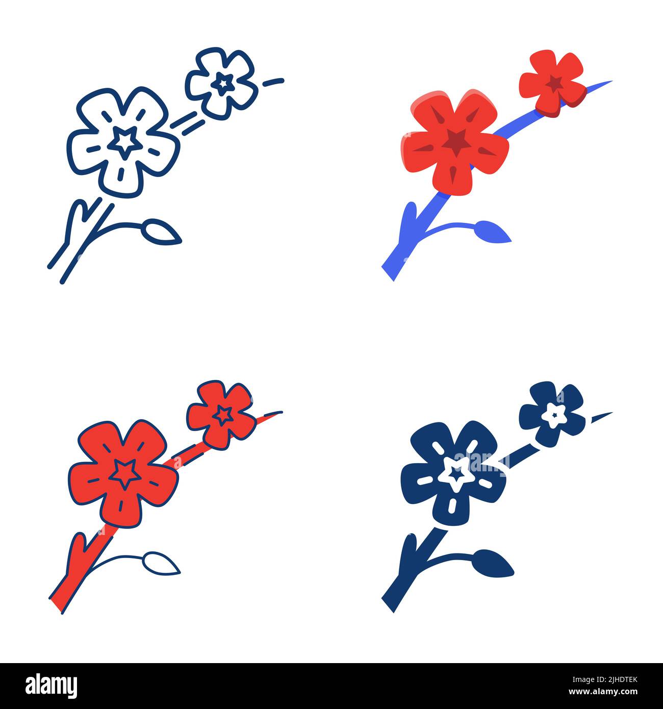 Japanese Cherry Blossom Symbol Cherry Blossom. Sakura. Icon Set Stock