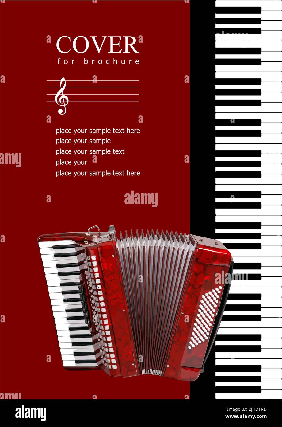 Cover with Musical instruments image. Akk0rdion. 3d vector illustration ...