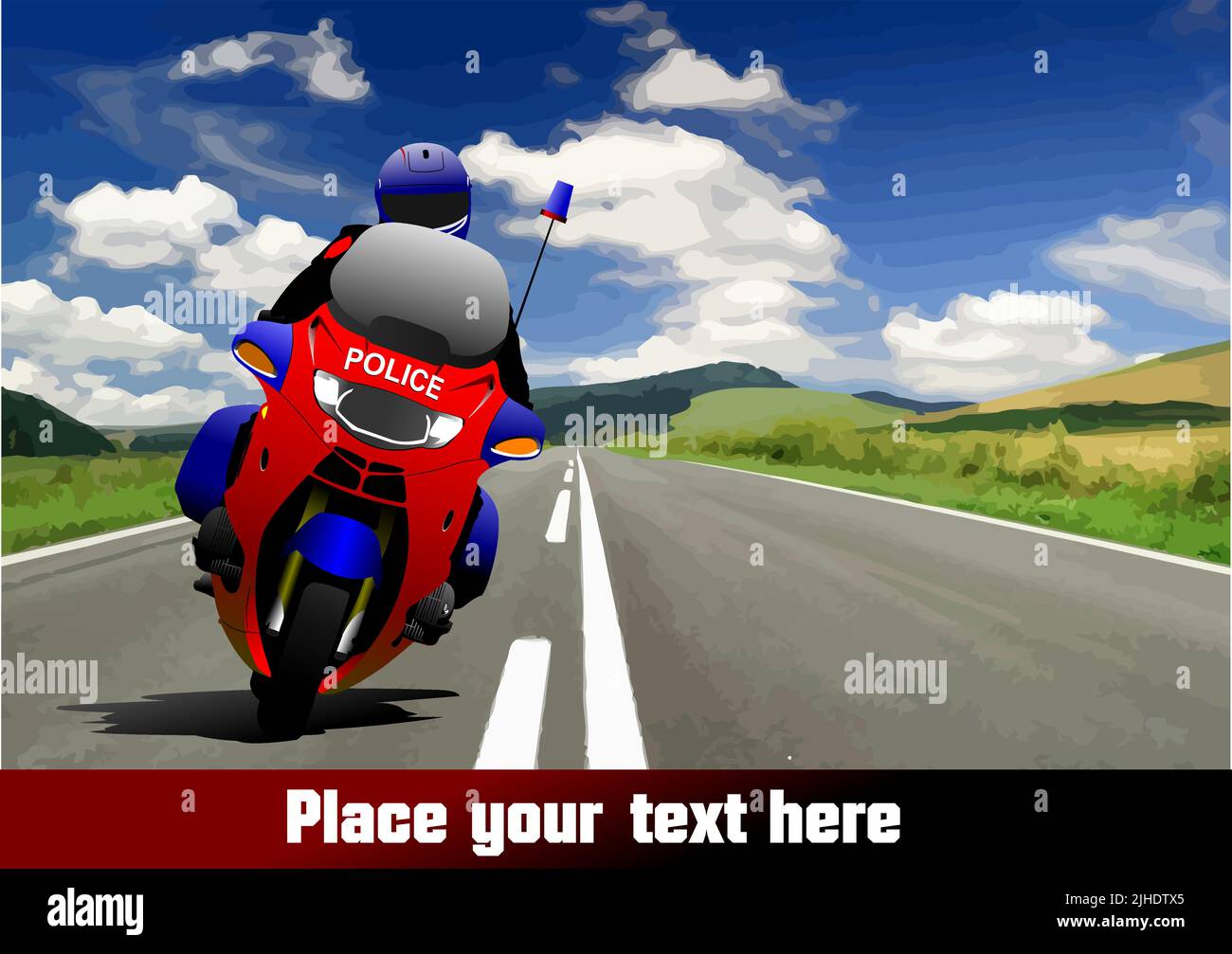 Police Motorcycle on the road. Biker. Vector 3d illustration Stock ...